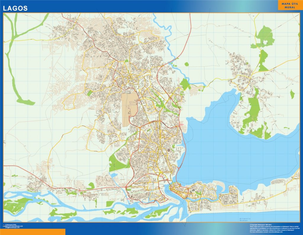 Lagos map Nigeria, Nigeria laminated maps | Canada Wall maps of the ...